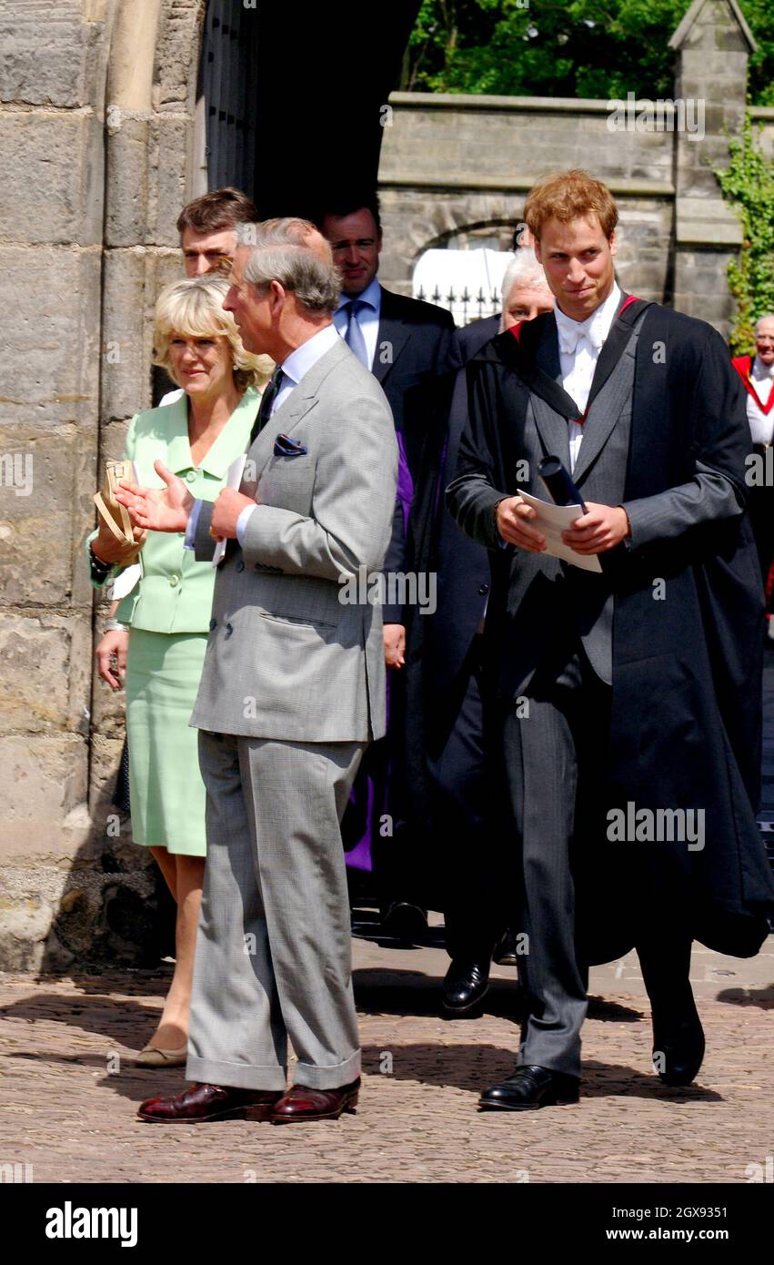 Prince William with his father, Prince Charles, and the Duchess of ...