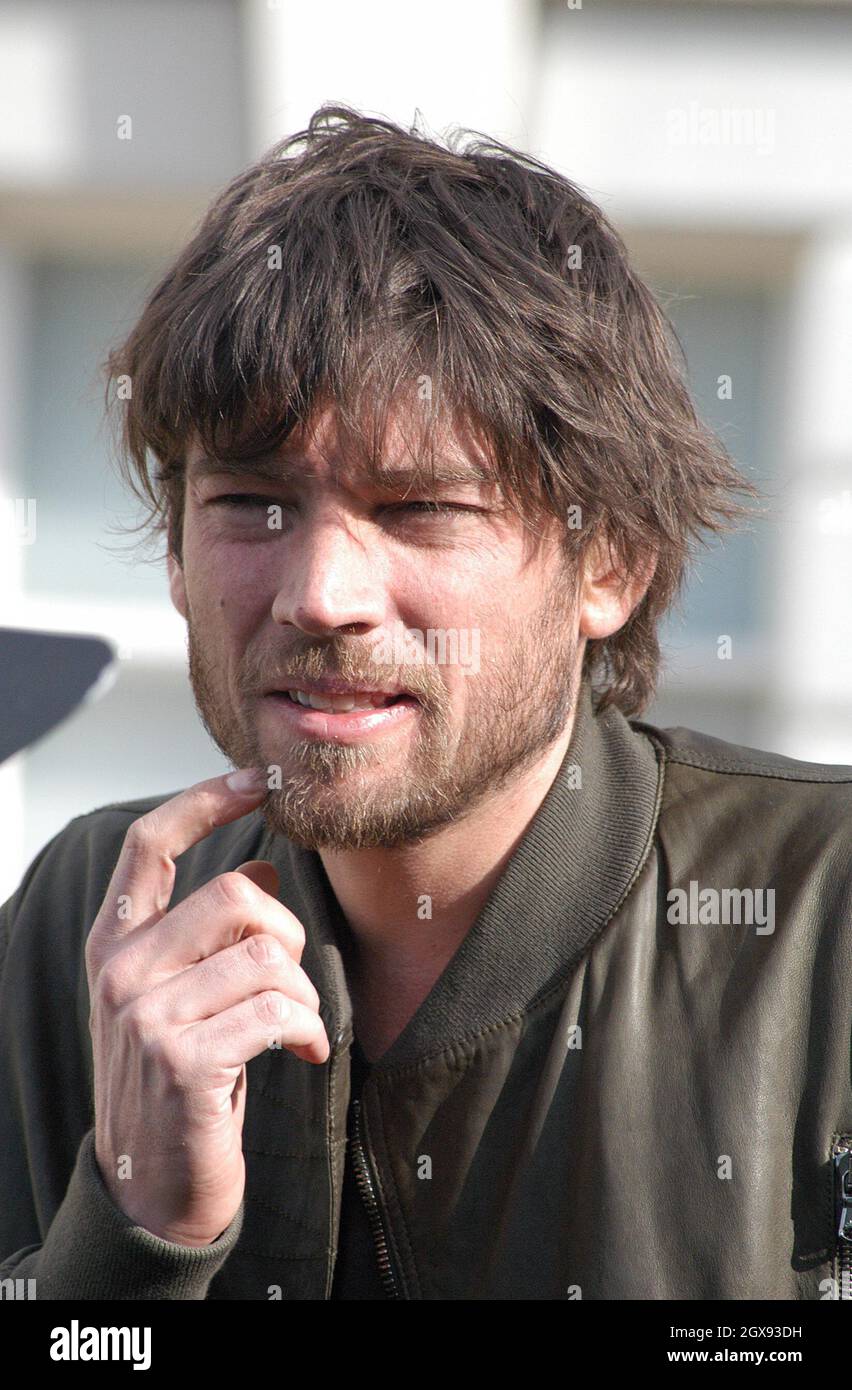 Alex James from the band Blur on a photoshoot in Greenwhich, south ...