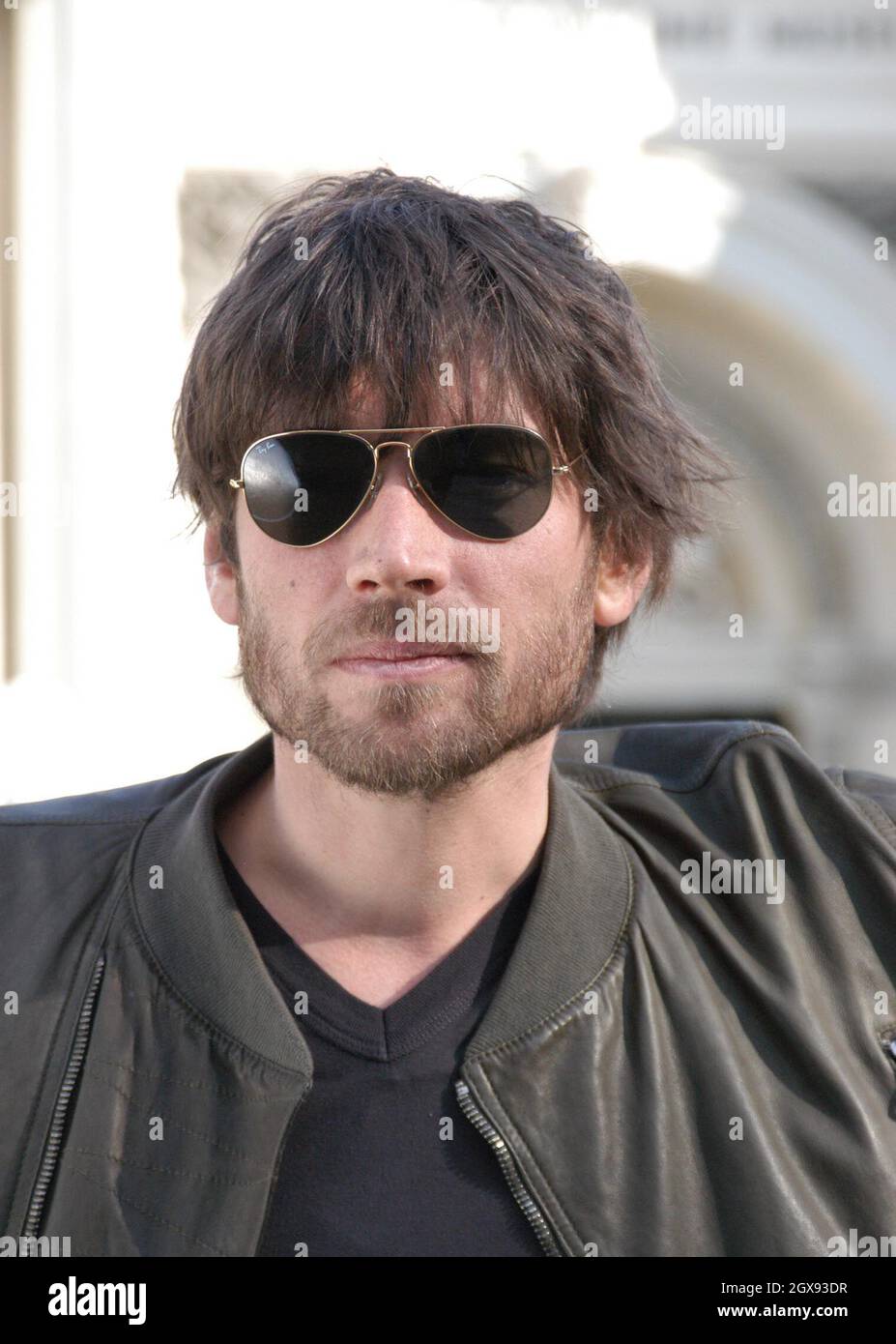 Alex James from the band Blur on a photoshoot in Greenwhich, south ...