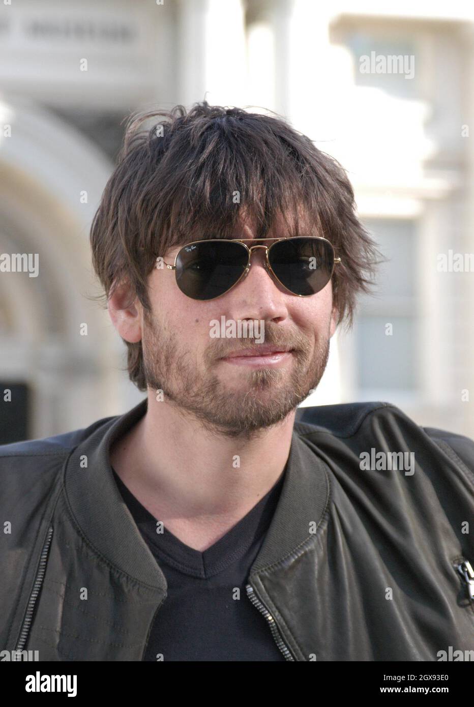 Alex James from the band Blur on a photoshoot in Greenwhich, south ...