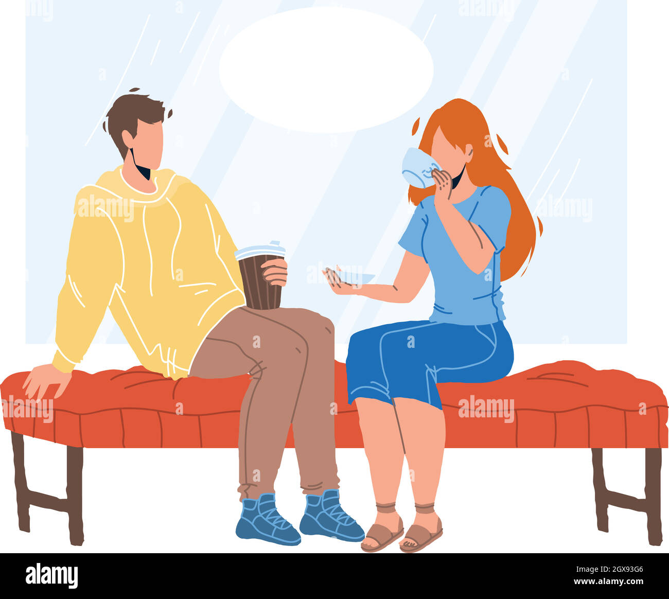 In Coffee House Customers Have Meeting Vector Stock Vector Image & Art ...