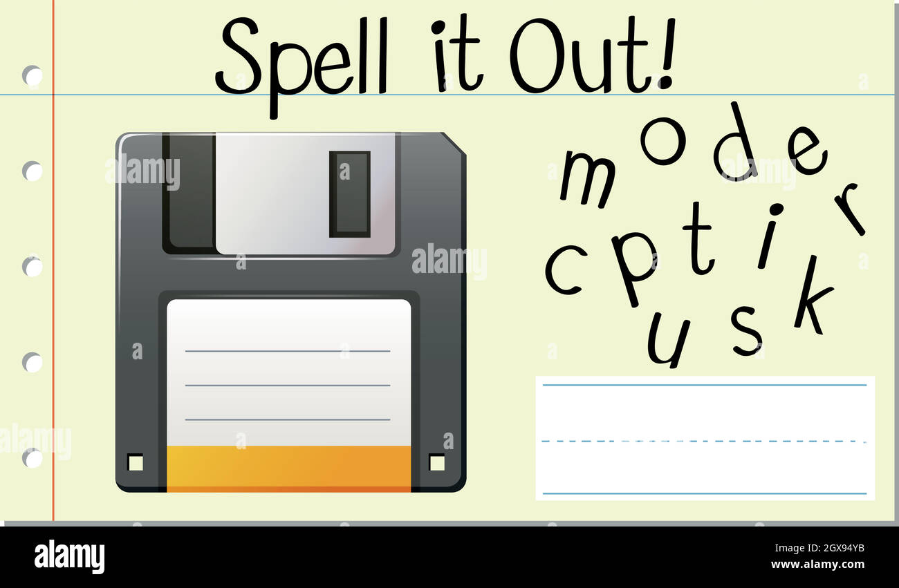 Spell Enlish word computer disk Stock Vector Image & Art - Alamy