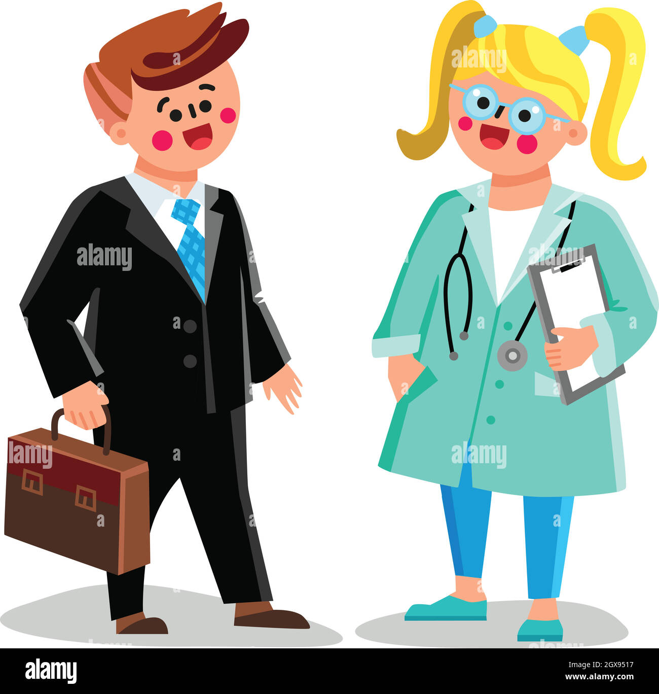 Children Profession Businessman And Doctor Vector Illustration Stock ...