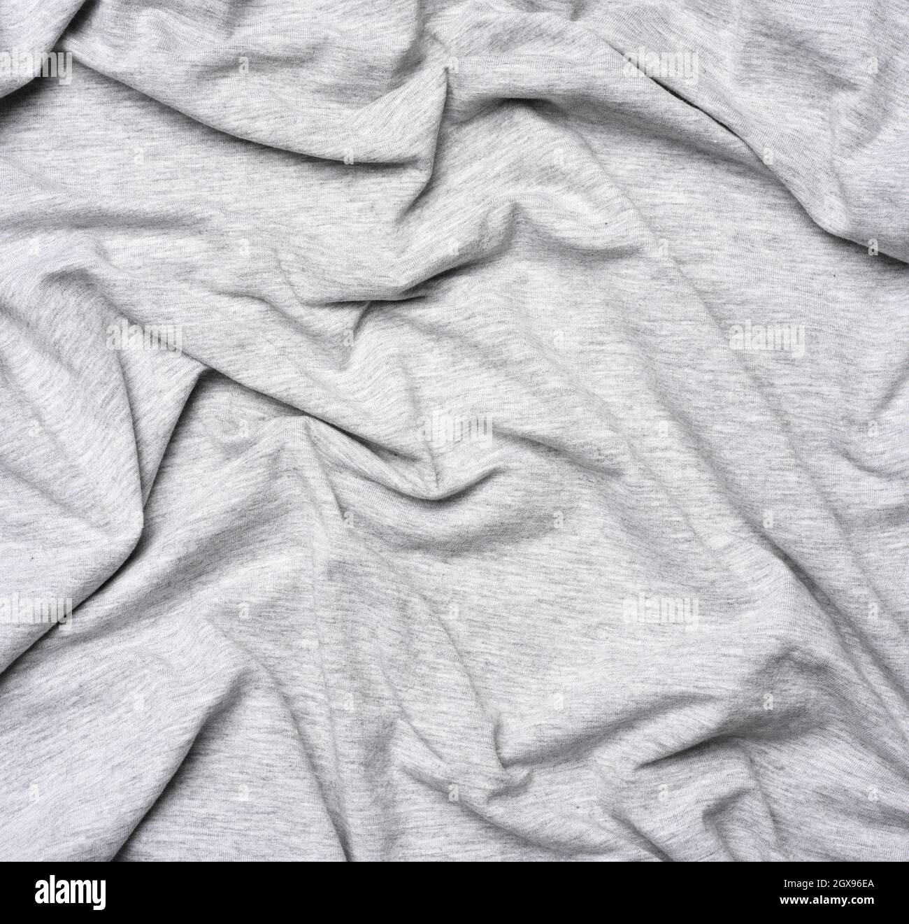 mottled gray cotton fabric for clothing, fabric creased, close up Stock ...