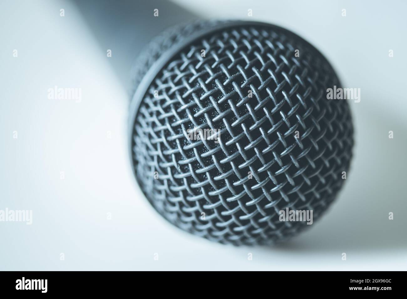 Close up picture of a black microphone Stock Photo - Alamy