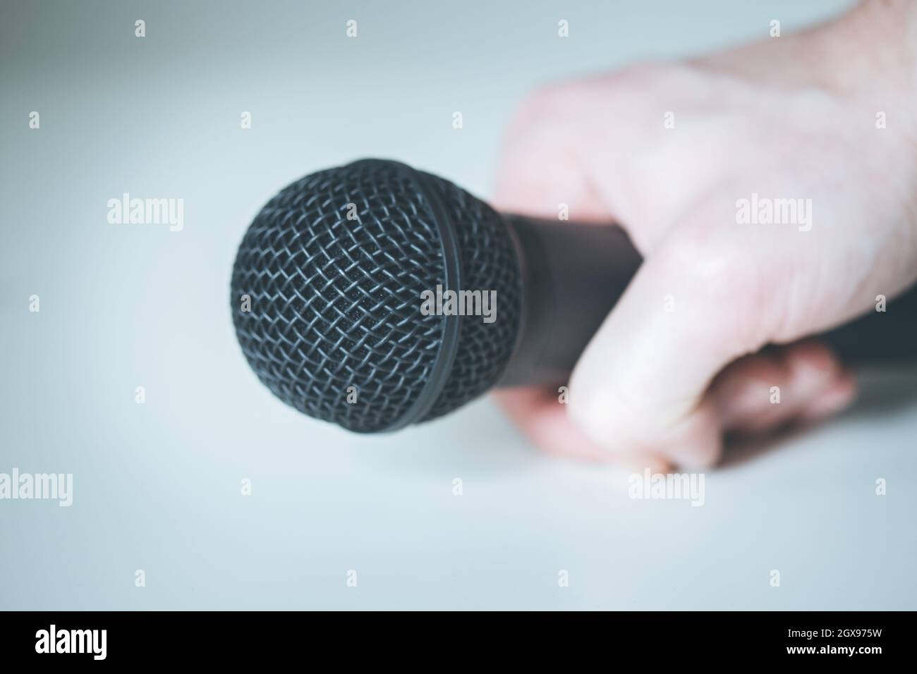 The journalist has his interview object in front of him hi-res stock ...
