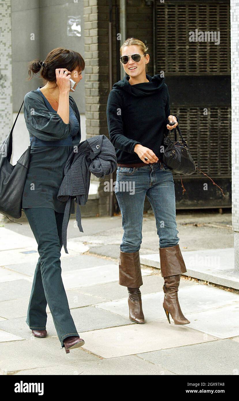 Kate Moss and Pearl Lowe visit their friend Sadie Frost at her north ...