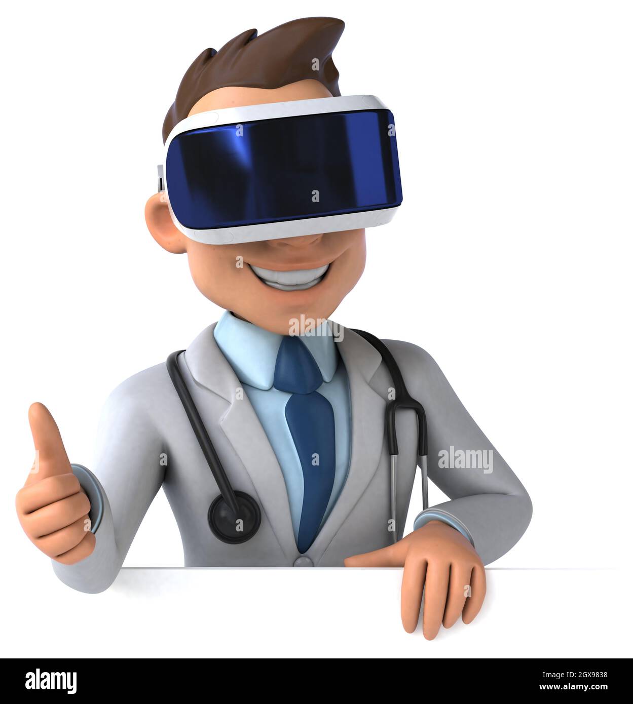 Fun 3D Illustration of a doctor with a VR Helmet Stock Photo - Alamy