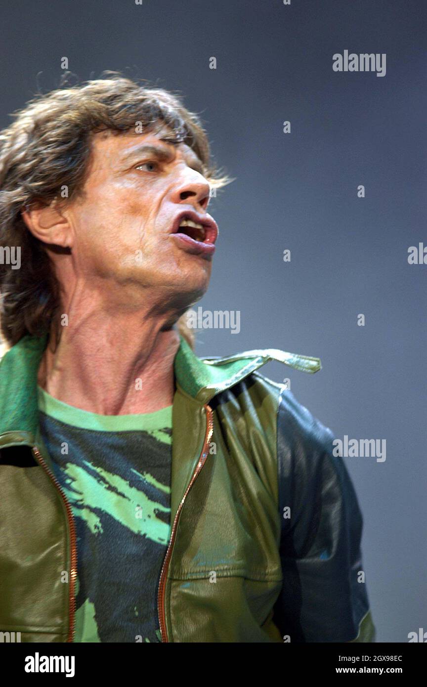 Rolling Stones frontman Mick Jagger performs live with the group at the ...