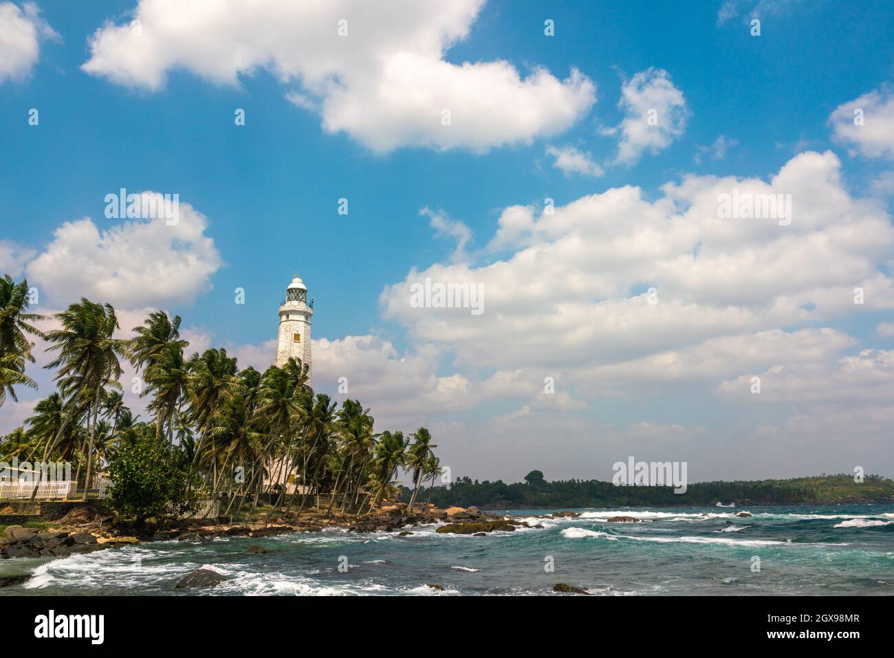 Panoramic view at White lighthouse Dondra. Southernmost point in Sri ...