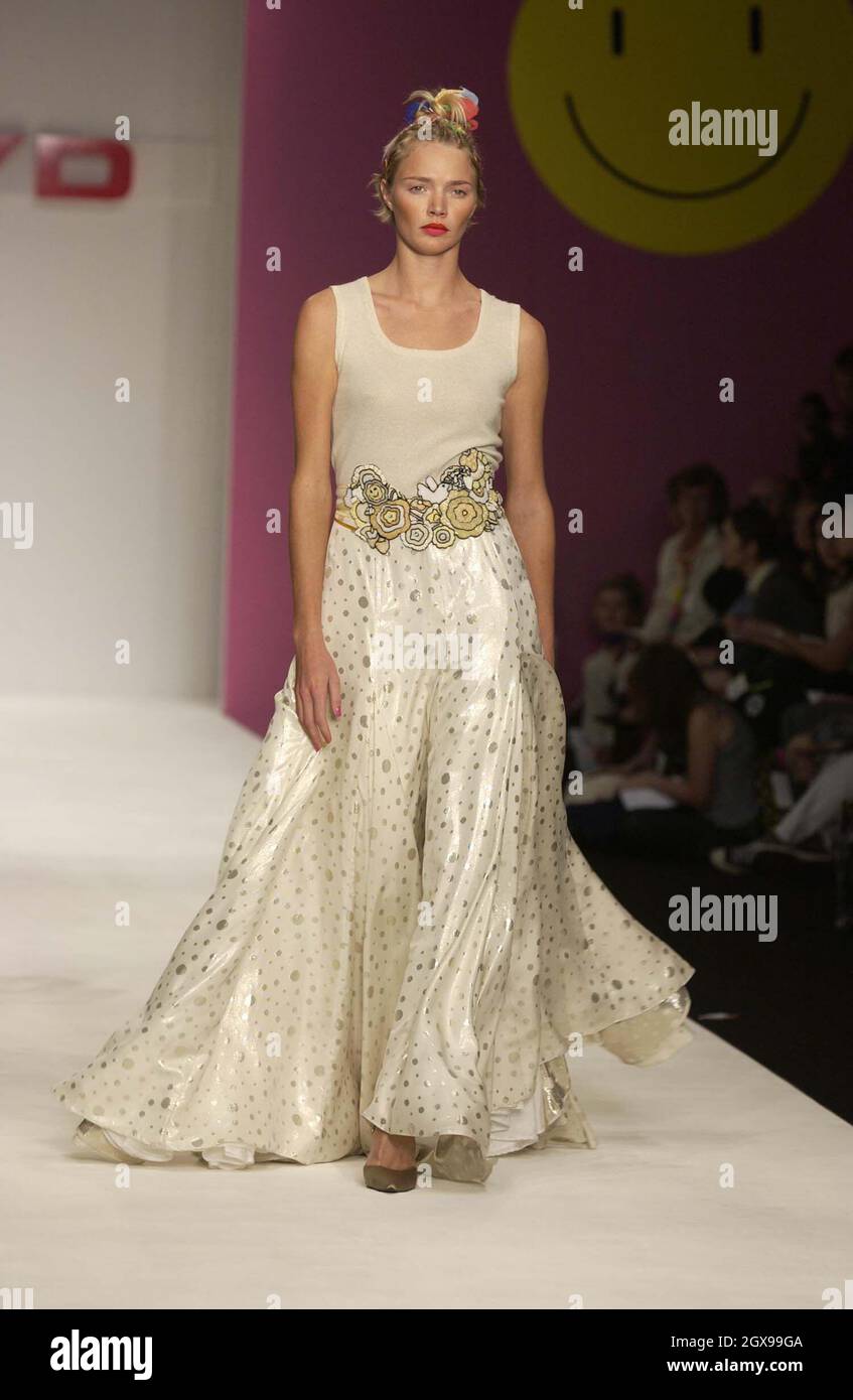 Jodie Kidd modelling at the Boyd catwalk show held as part of London ...