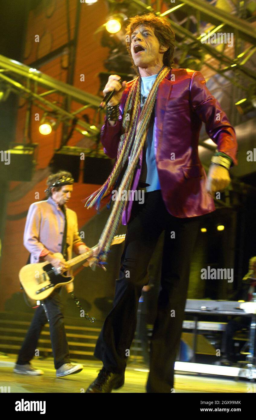 Mick Jagger playing live at Twickenham during the Rolling Stones' last ...