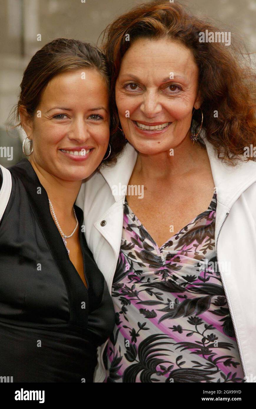 Jade Jagger and Diane von Furstenberg posing outside the womenswear ...