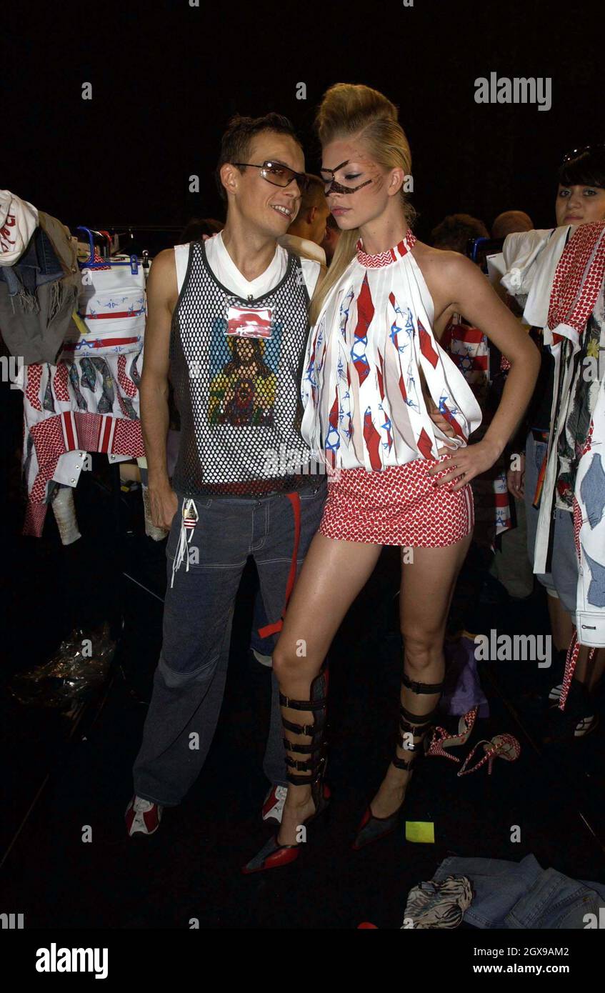 Model backstage for the Arkadius fashion show at London Fashion Week ...