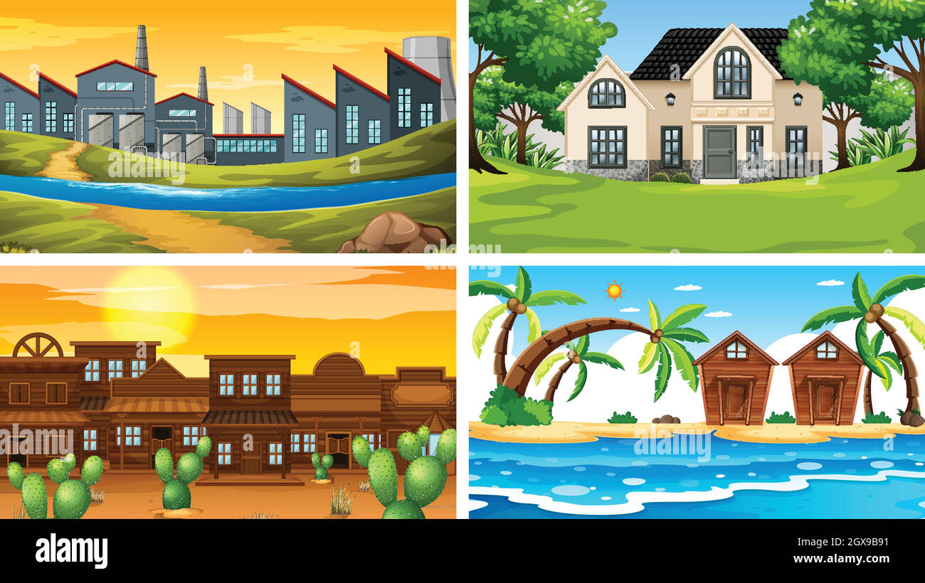 Set of different scenes Stock Vector Image & Art - Alamy