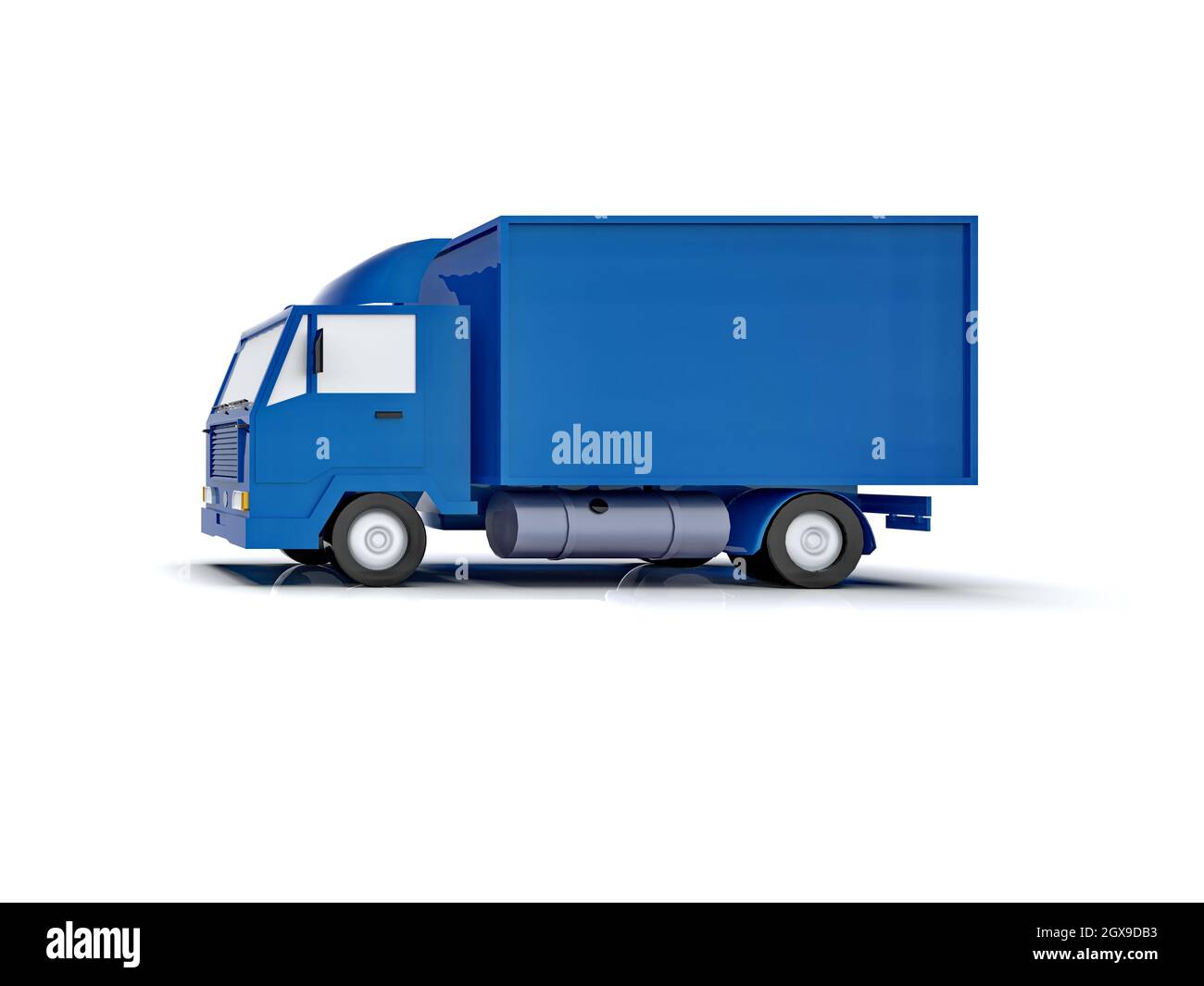Blue Toy Commercial Delivery Truck on a White Background isolated ...