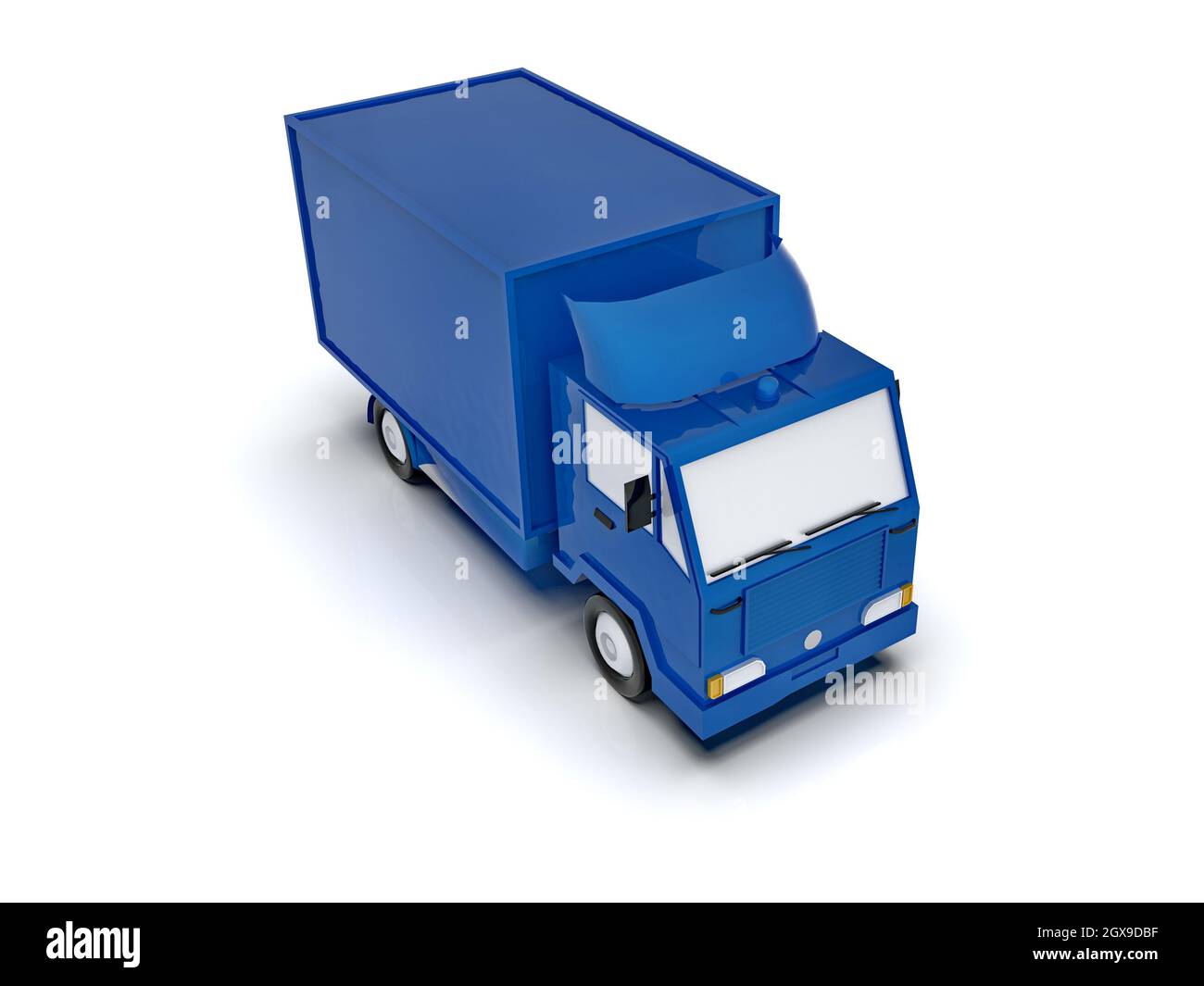 Blue Toy Commercial Delivery Truck on a White Background isolated ...
