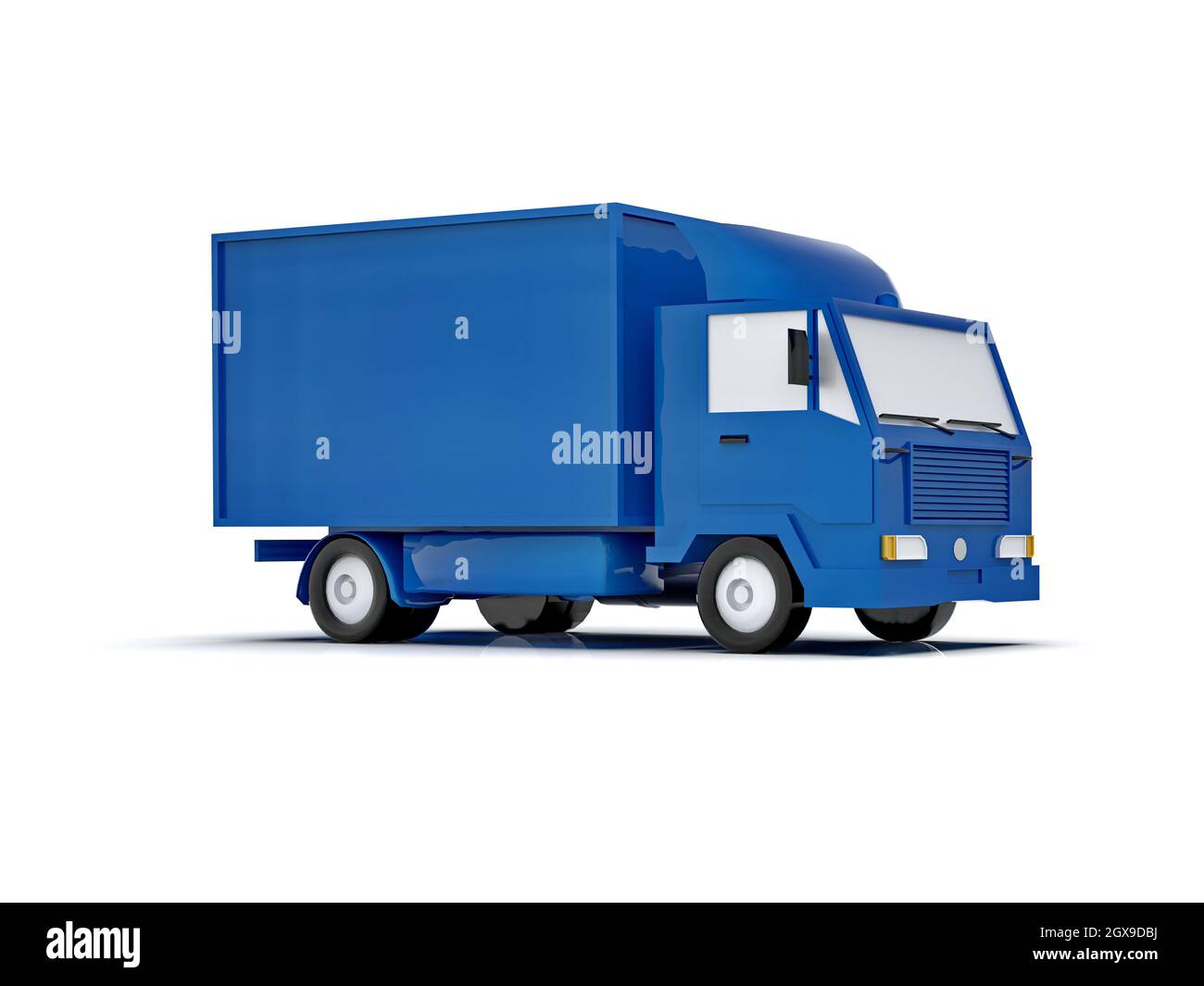 Blue Toy Commercial Delivery Truck on a White Background isolated ...