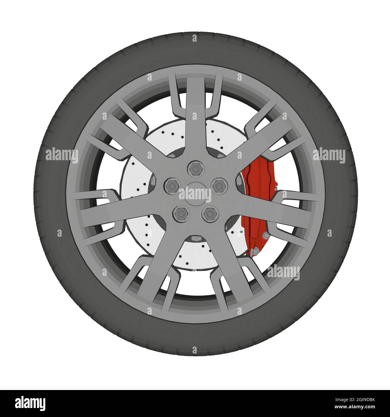 Car wheel isolated on white background. Side view. 3D. Vector ...
