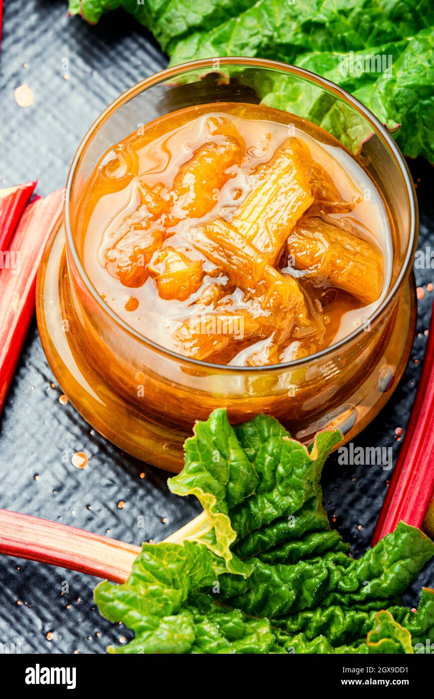 Fresh rhubarb jam in glass bowl.Natural vegetable jam Stock Photo - Alamy