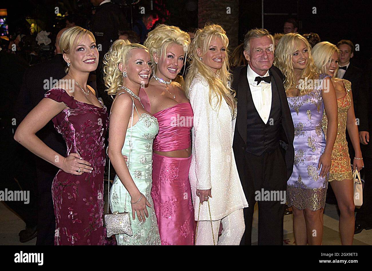 Hugh Hefner and playgirls at the Vanity Fair Oscar Party at Mortons in ...