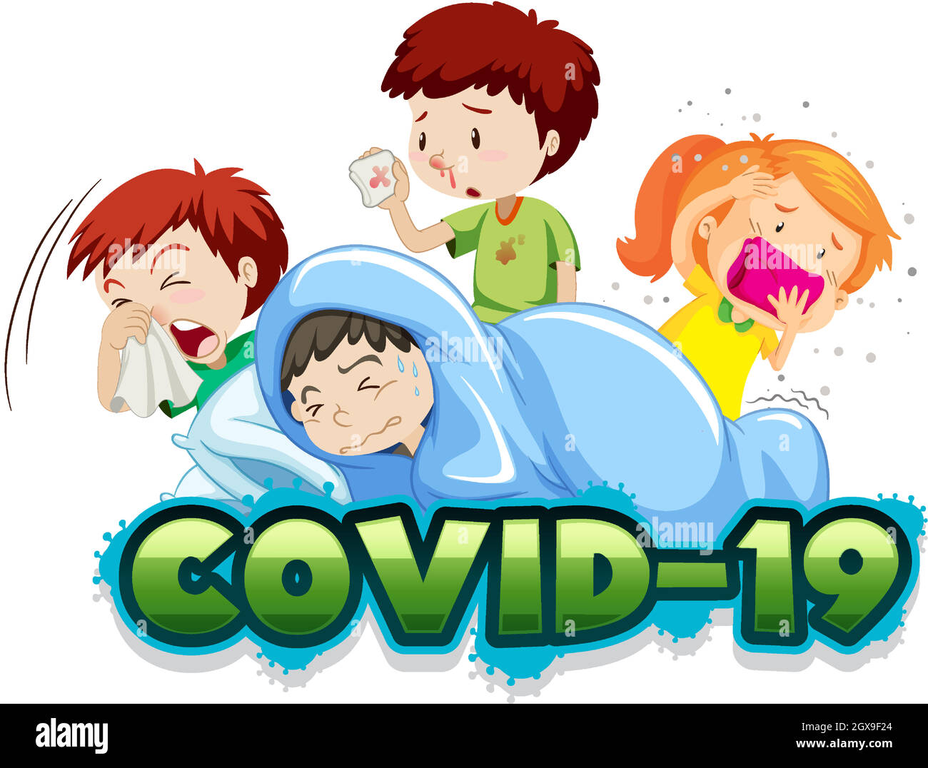 Covid 19 sign template with many sick children Stock Vector Image & Art ...