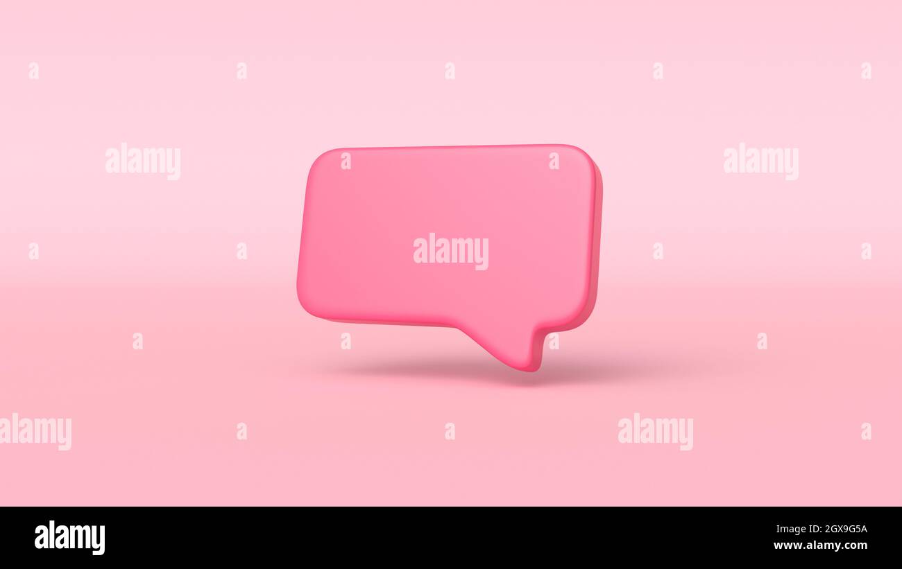 3D Minimal Red Chat Bubble on Pink Background. Social Media Message ...