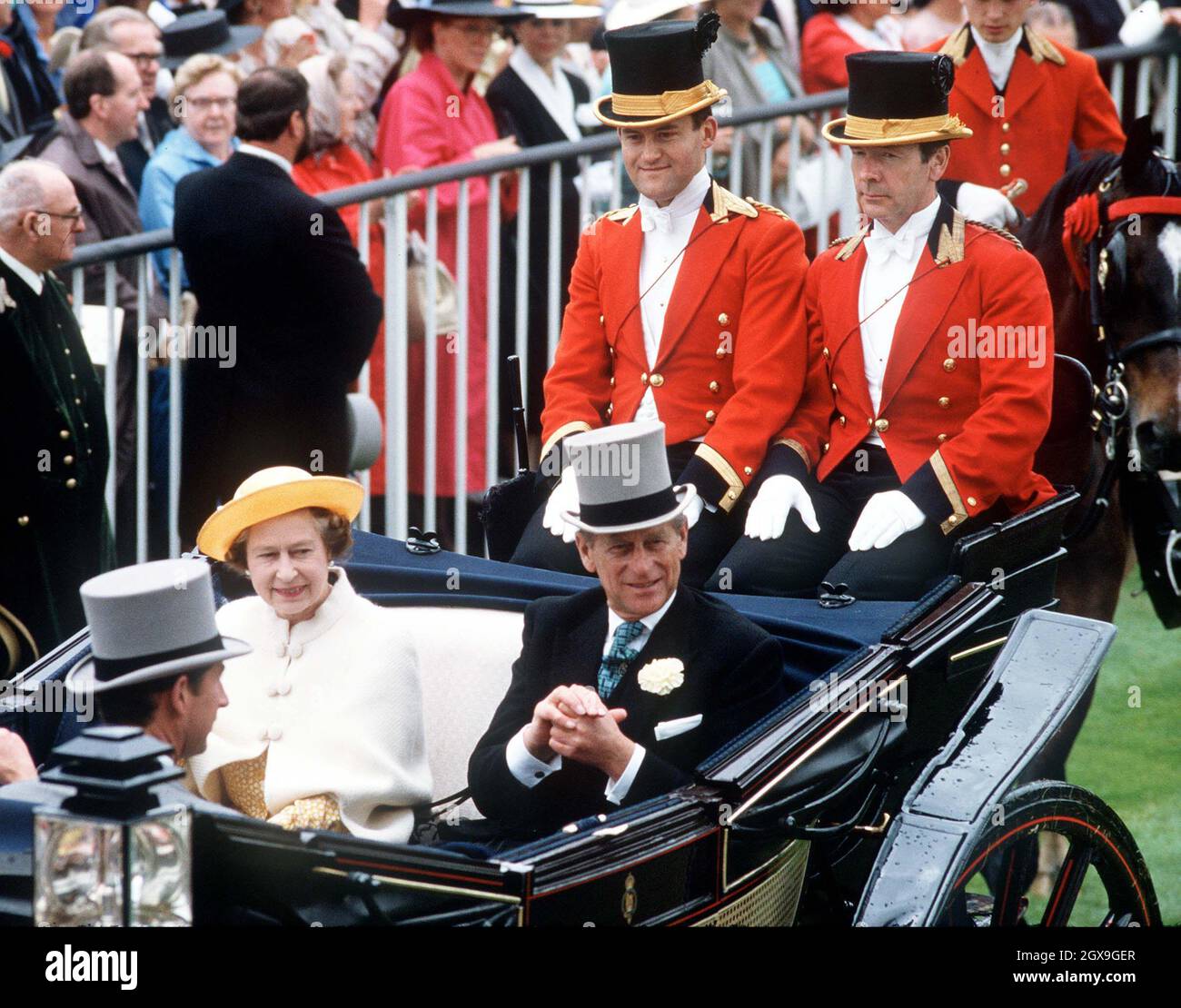 The Queen, the Duke of Edinburgh and the Prince of Wales with butler ...