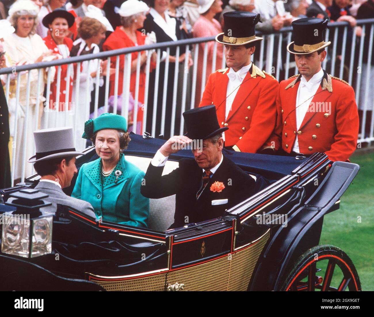 The Queen, the Duke of Edinburgh and the Prince of Wales with butler ...