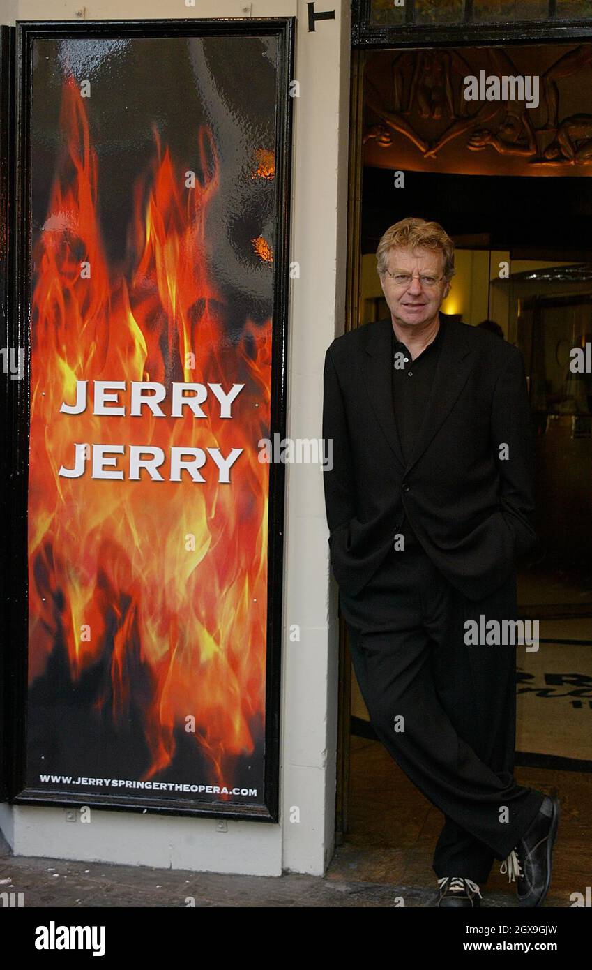 Jerry Springer outside the Cambridge Theatre, where the play (jerry ...