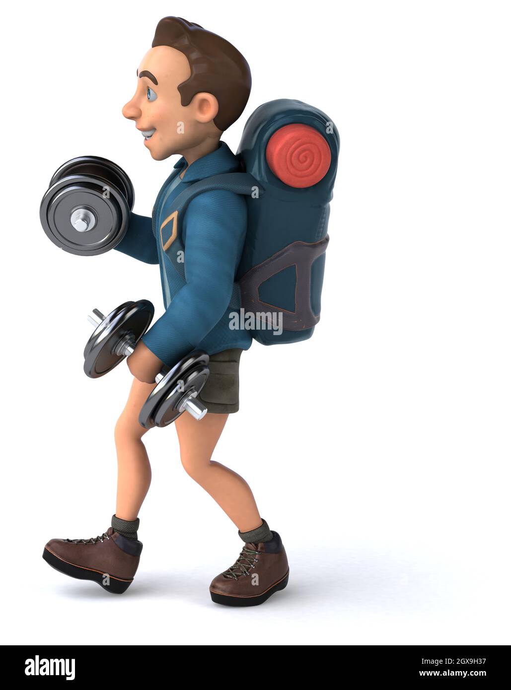 Fun illustration of a 3D cartoon backpacker Stock Photo - Alamy