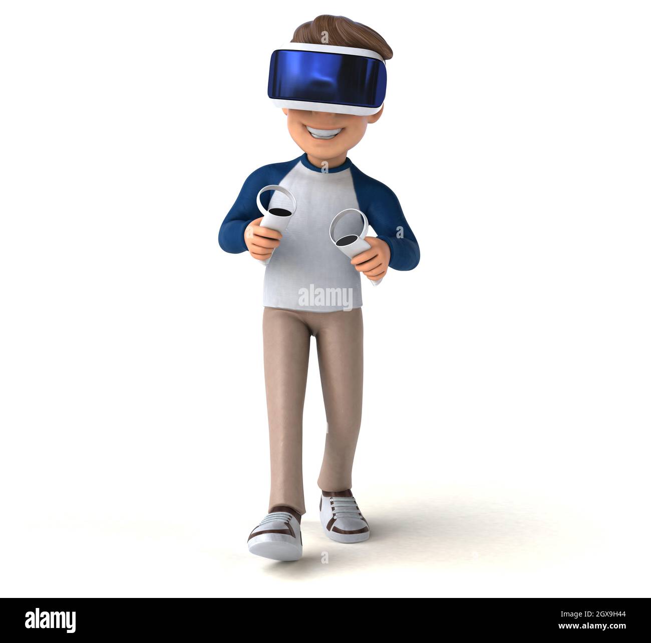 Fun 3D illustration of a cartoon kid with a VR helmet Stock Photo - Alamy