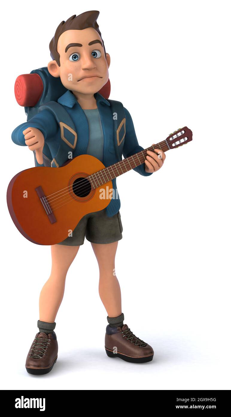 Fun illustration of a 3D cartoon backpacker Stock Photo - Alamy