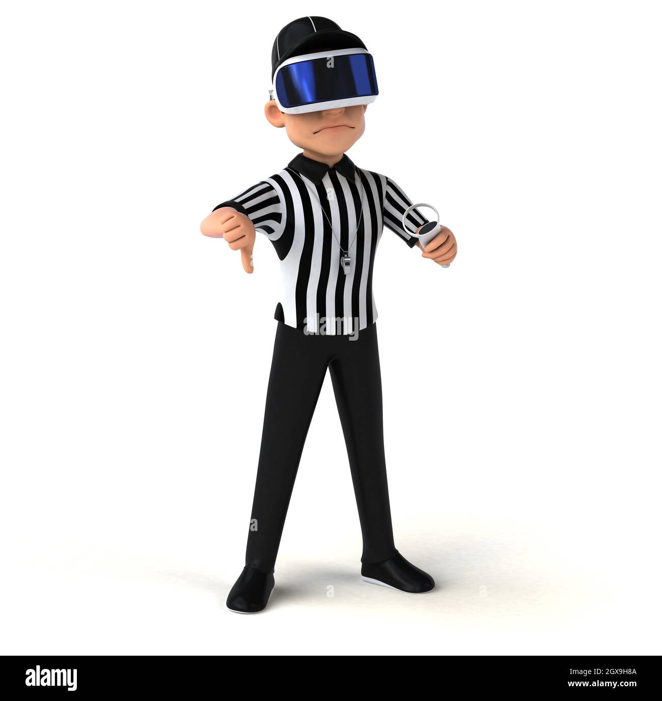 Fun 3D Illustration of a referee with a VR Helmet Stock Photo - Alamy