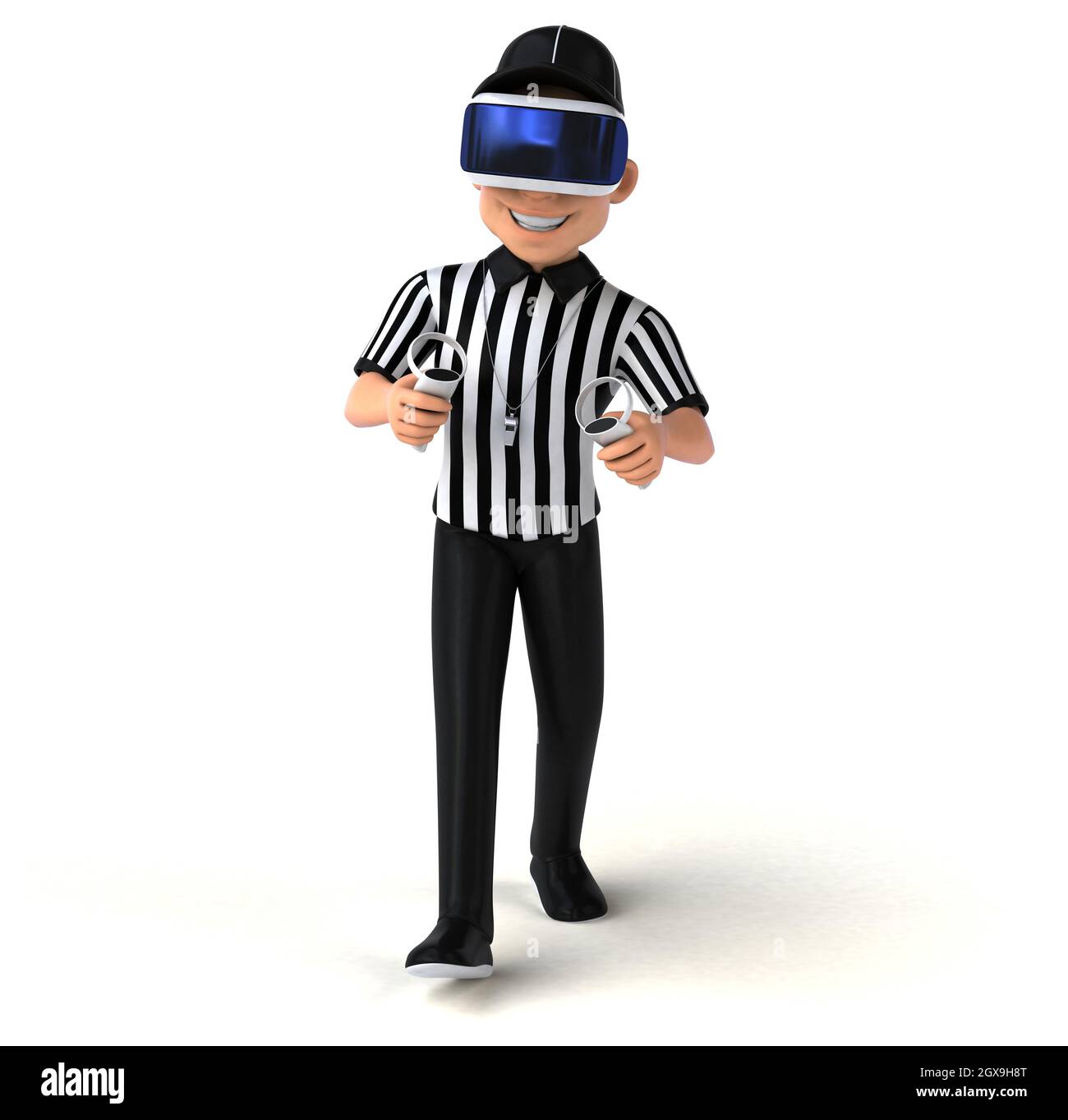 Fun 3D Illustration of a referee with a VR Helmet Stock Photo - Alamy