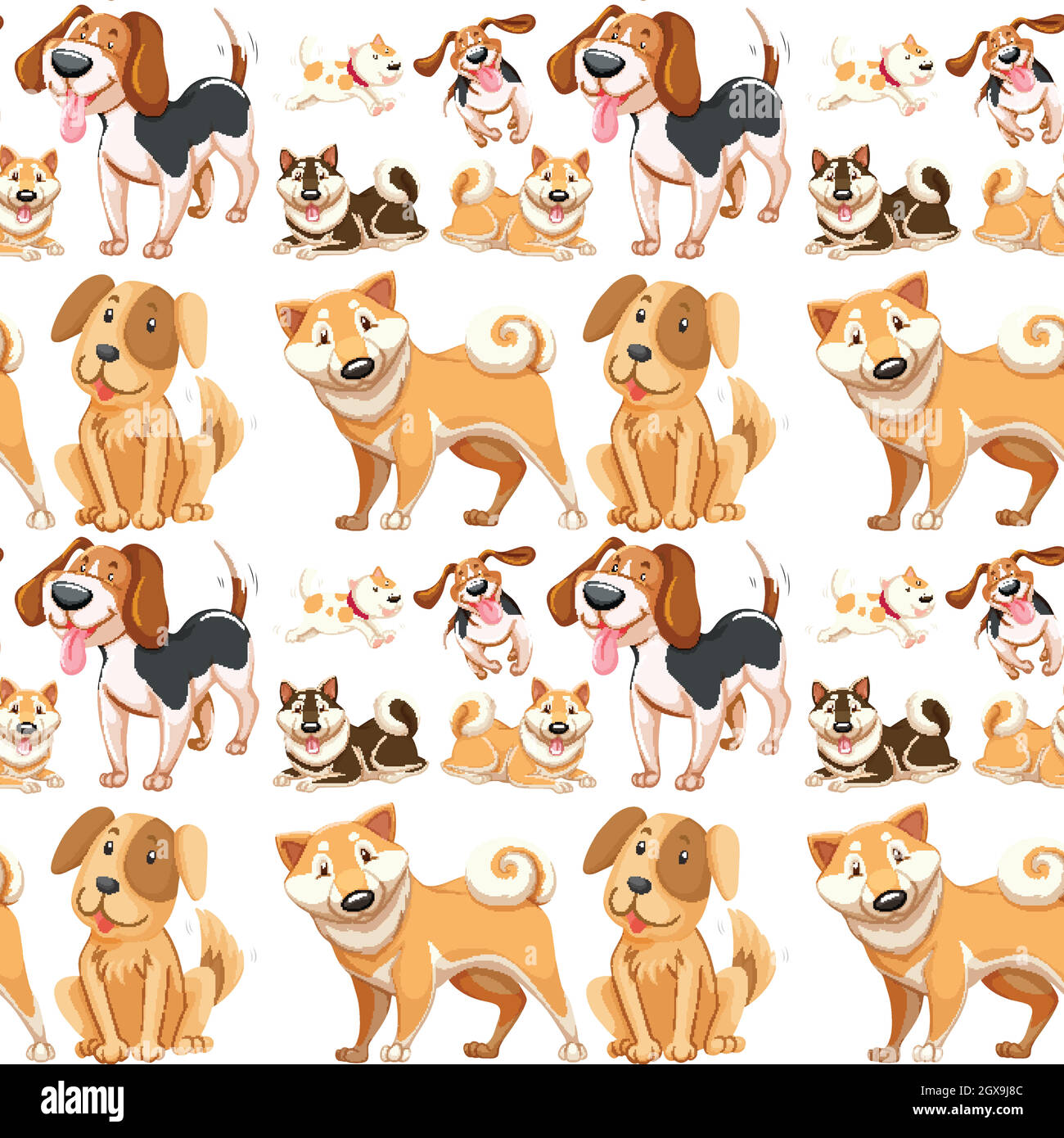 Seamless background with many dogs Stock Vector Image & Art - Alamy