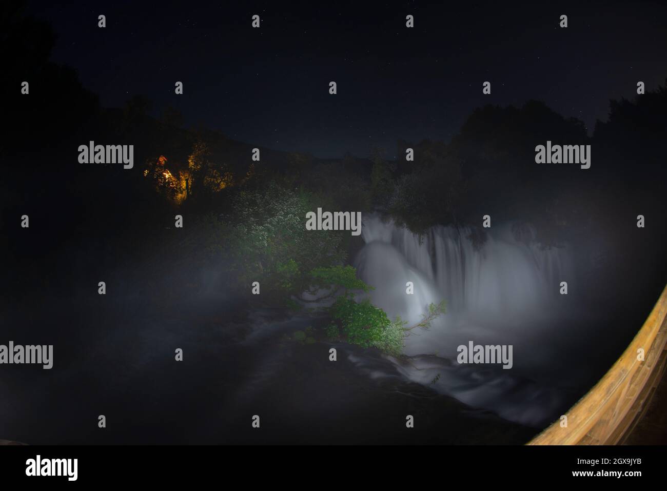 waterfalls in dark night beautiful nature with crystal clear water on ...