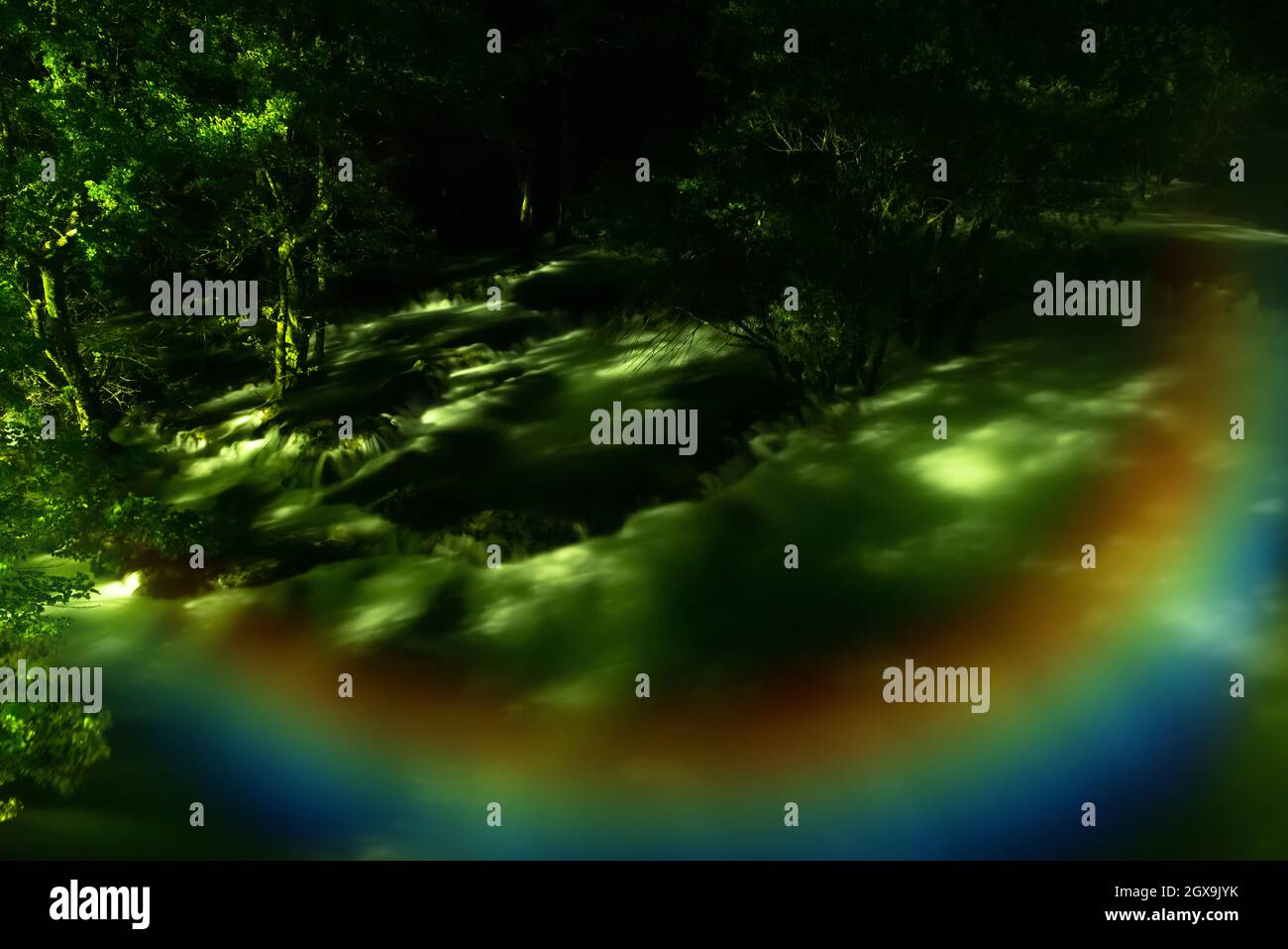 waterfalls in dark night beautiful nature with crystal clear water on ...