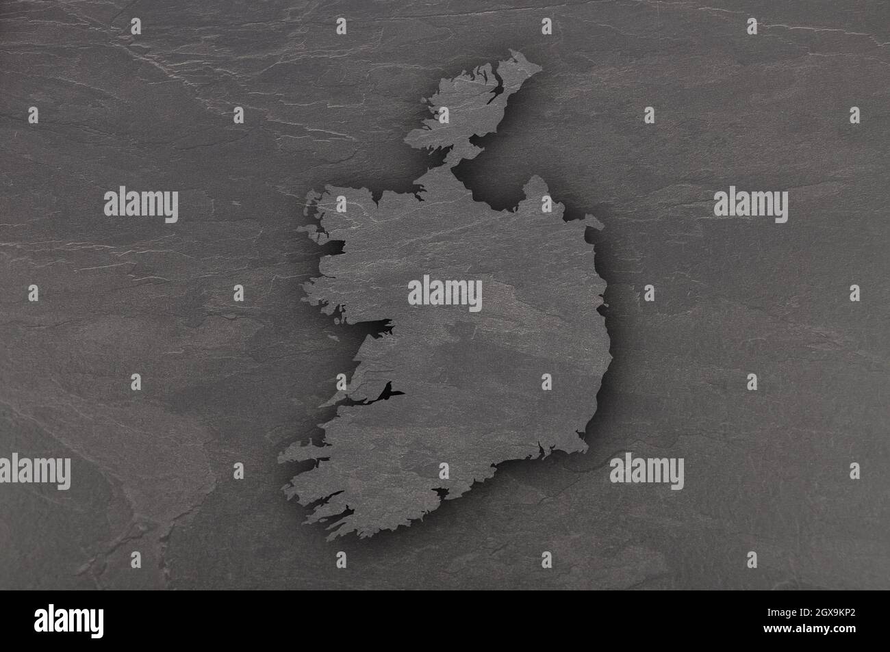 Map of Ireland on dark slate Stock Photo - Alamy