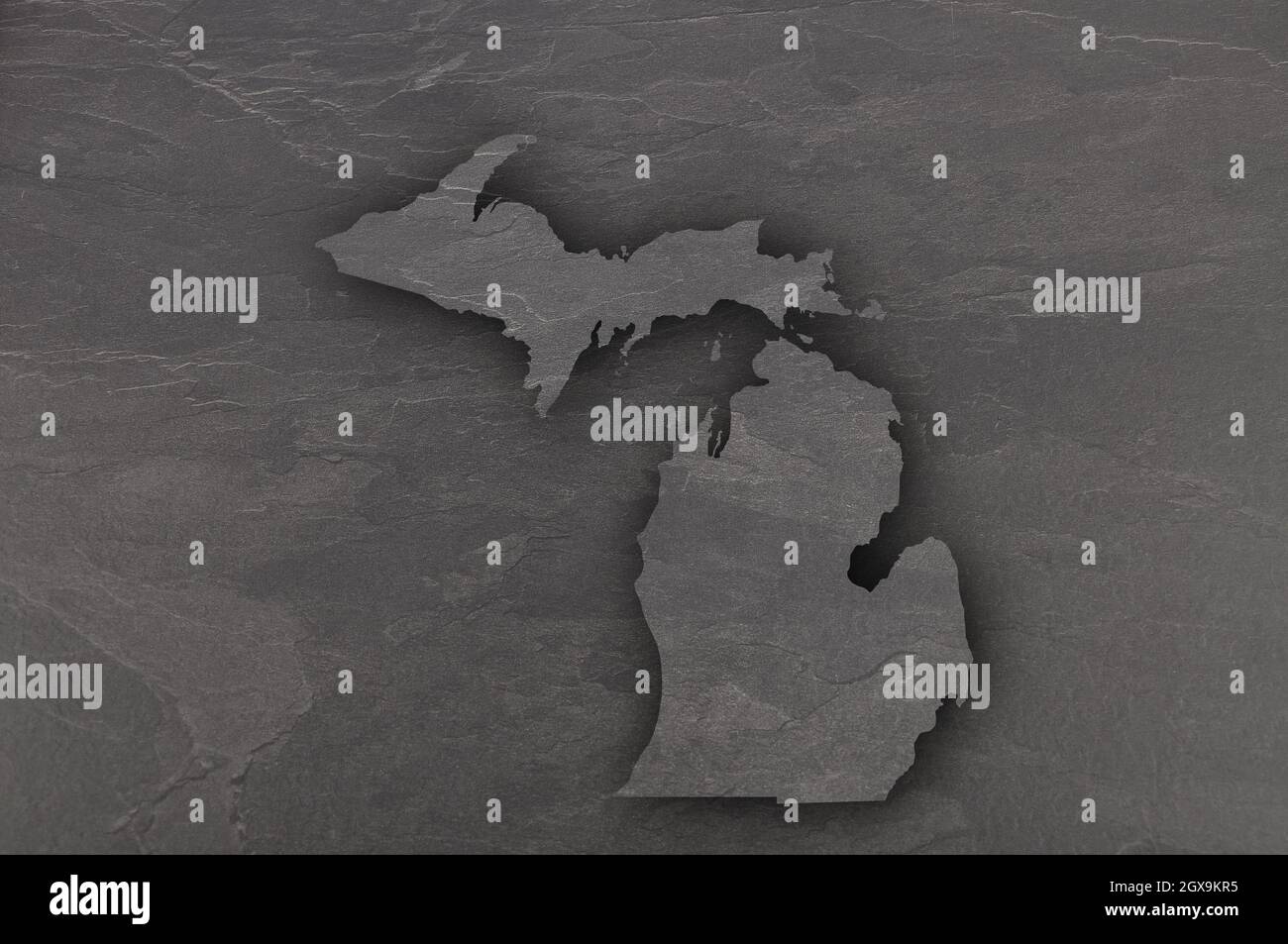 Map of Michigan on dark slate Stock Photo - Alamy