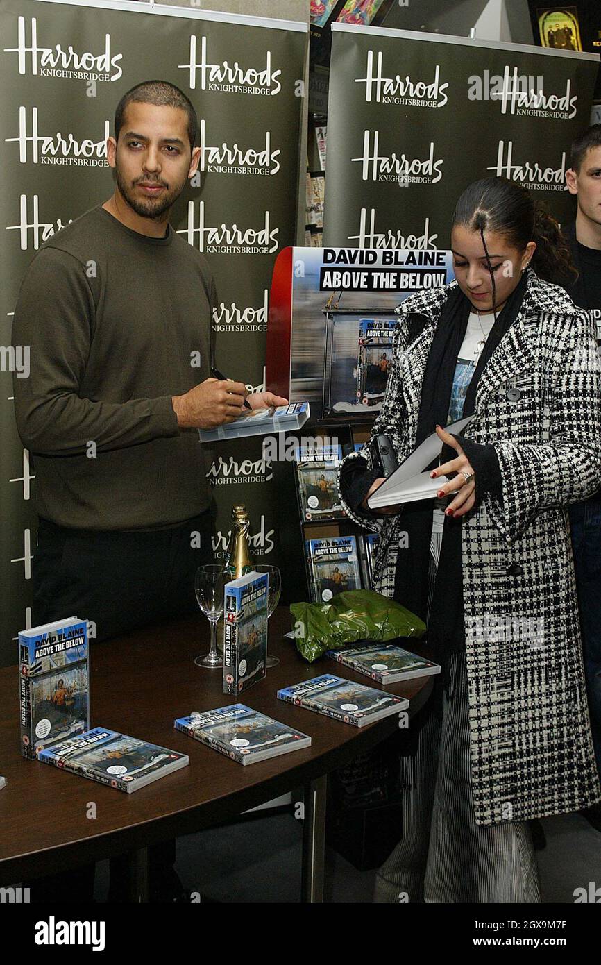 David Blaine signing copies of his new DVD Above the Below at Harrods ...