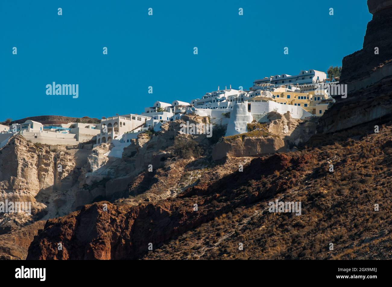 View of the Greek archipelago of Santorini by day Stock Photo - Alamy