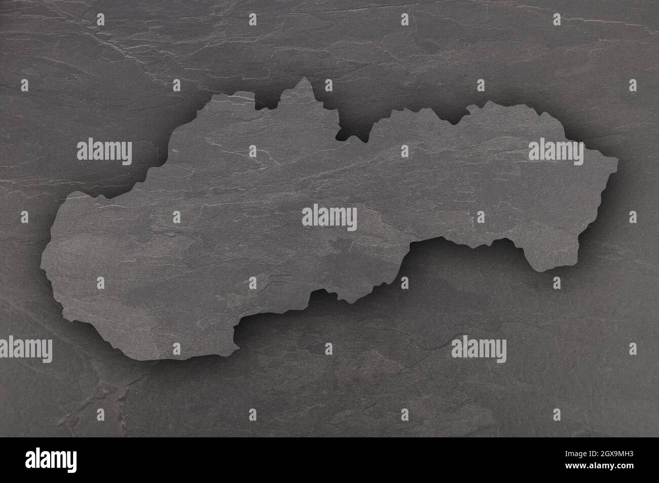 Map of Slovakia on dark slate Stock Photo - Alamy