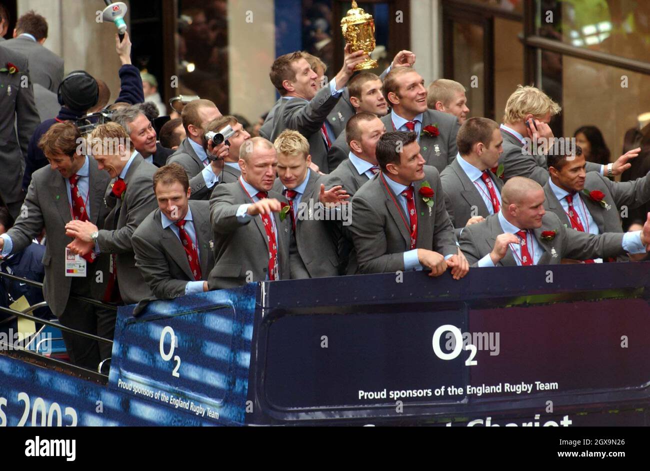 The England Rugby team pictured on Regent Street during their victory ...