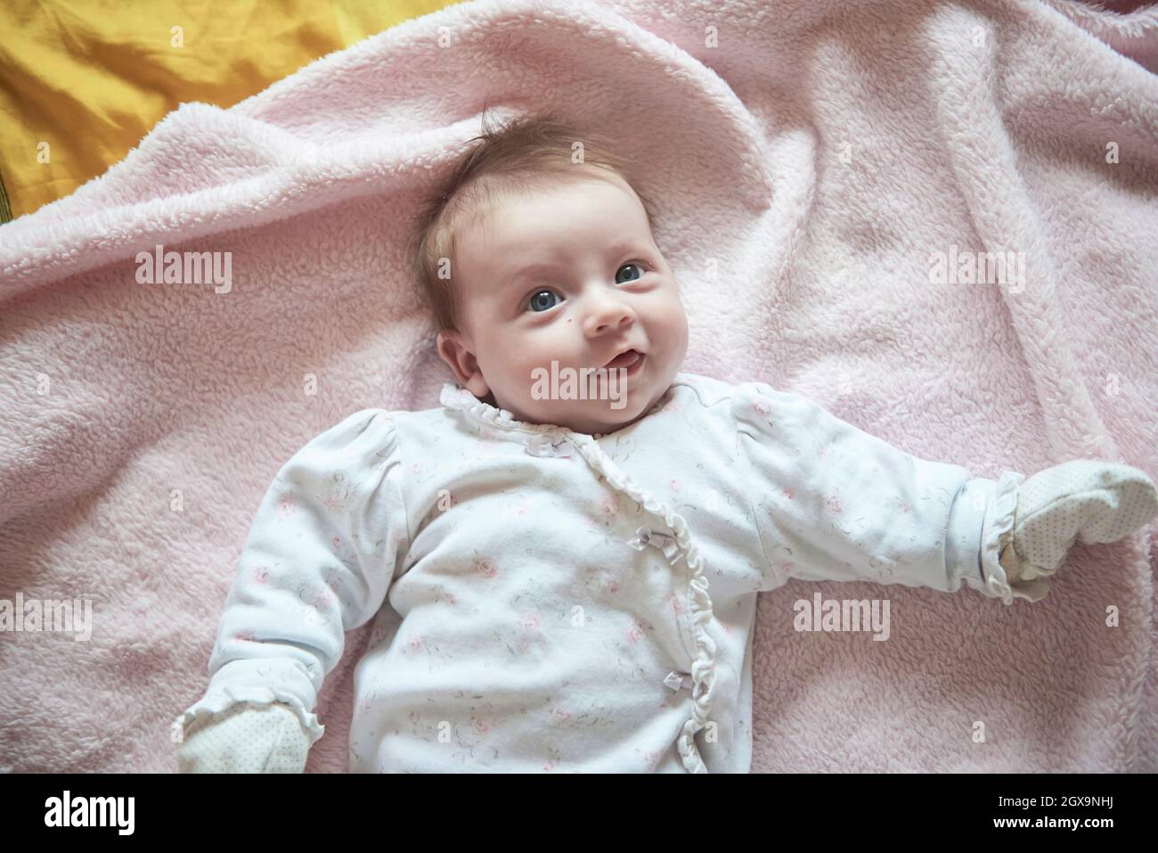happy newborn little baby smilling portrait Stock Photo - Alamy
