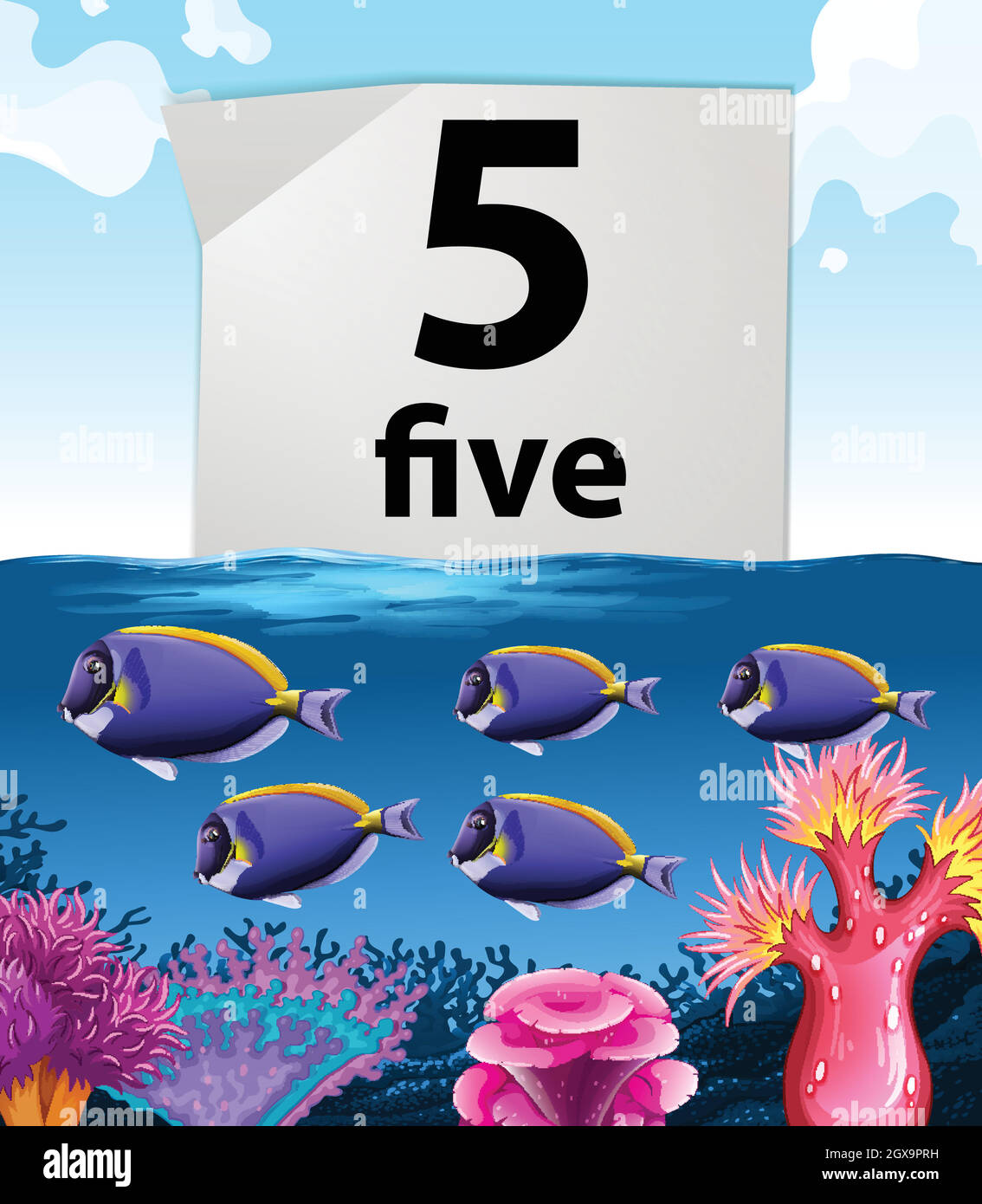 Number five and fish swimming underwater Stock Vector Image & Art - Alamy