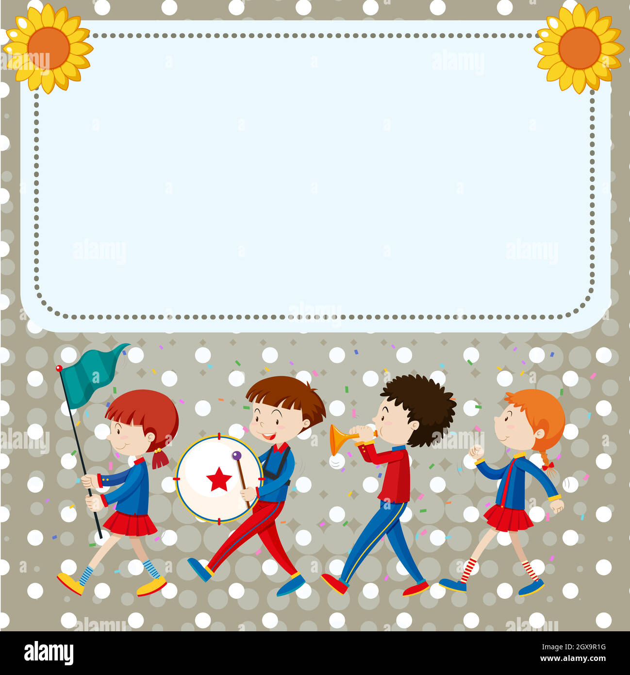Border template with kids in the band Stock Vector Image & Art - Alamy