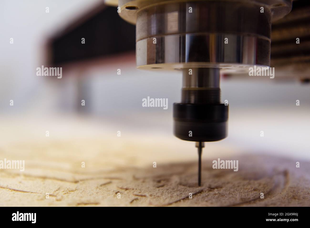 wood milling on modern automatic woodworking machine with CNC ...