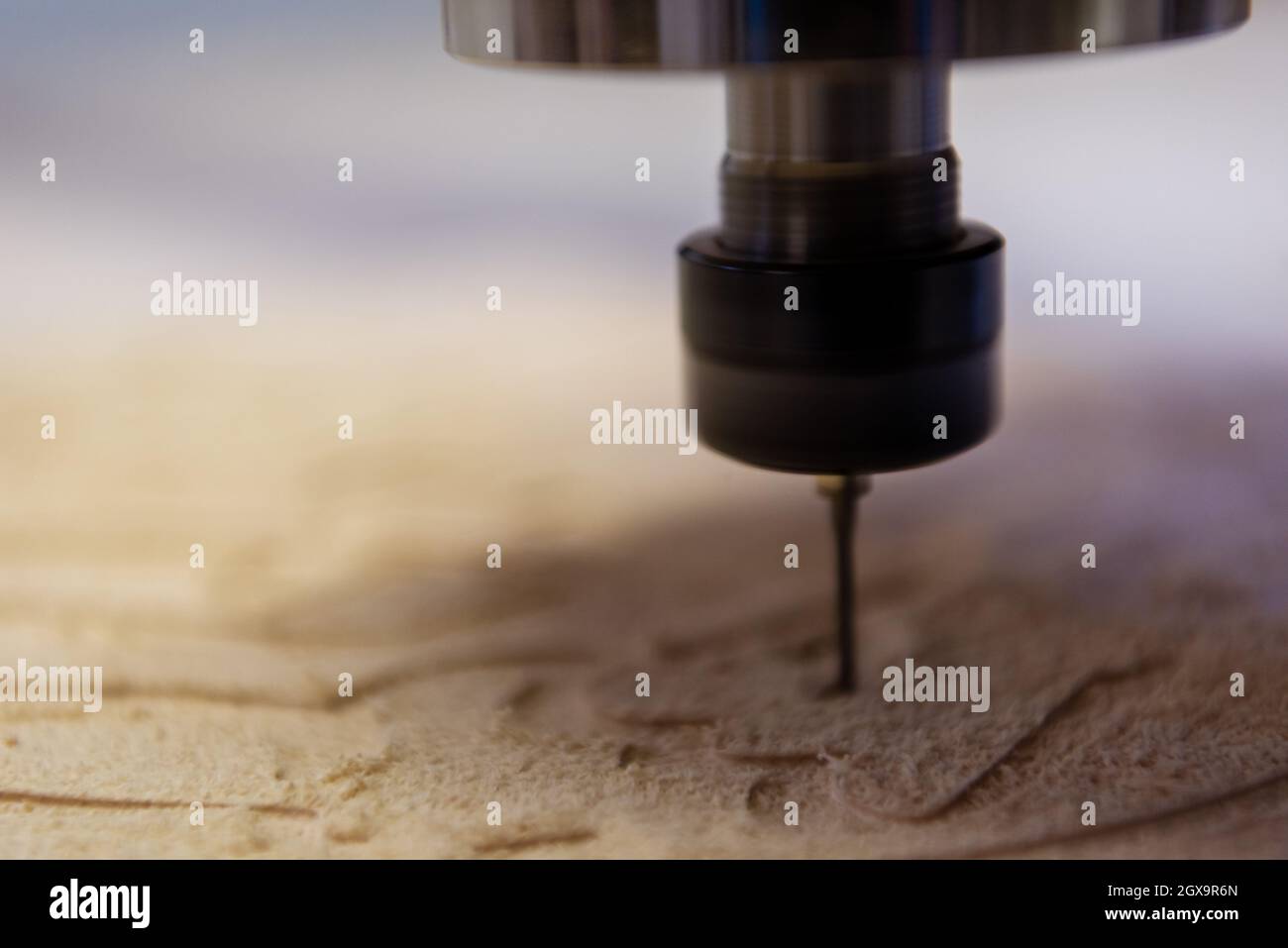 wood milling on modern automatic woodworking machine with CNC ...