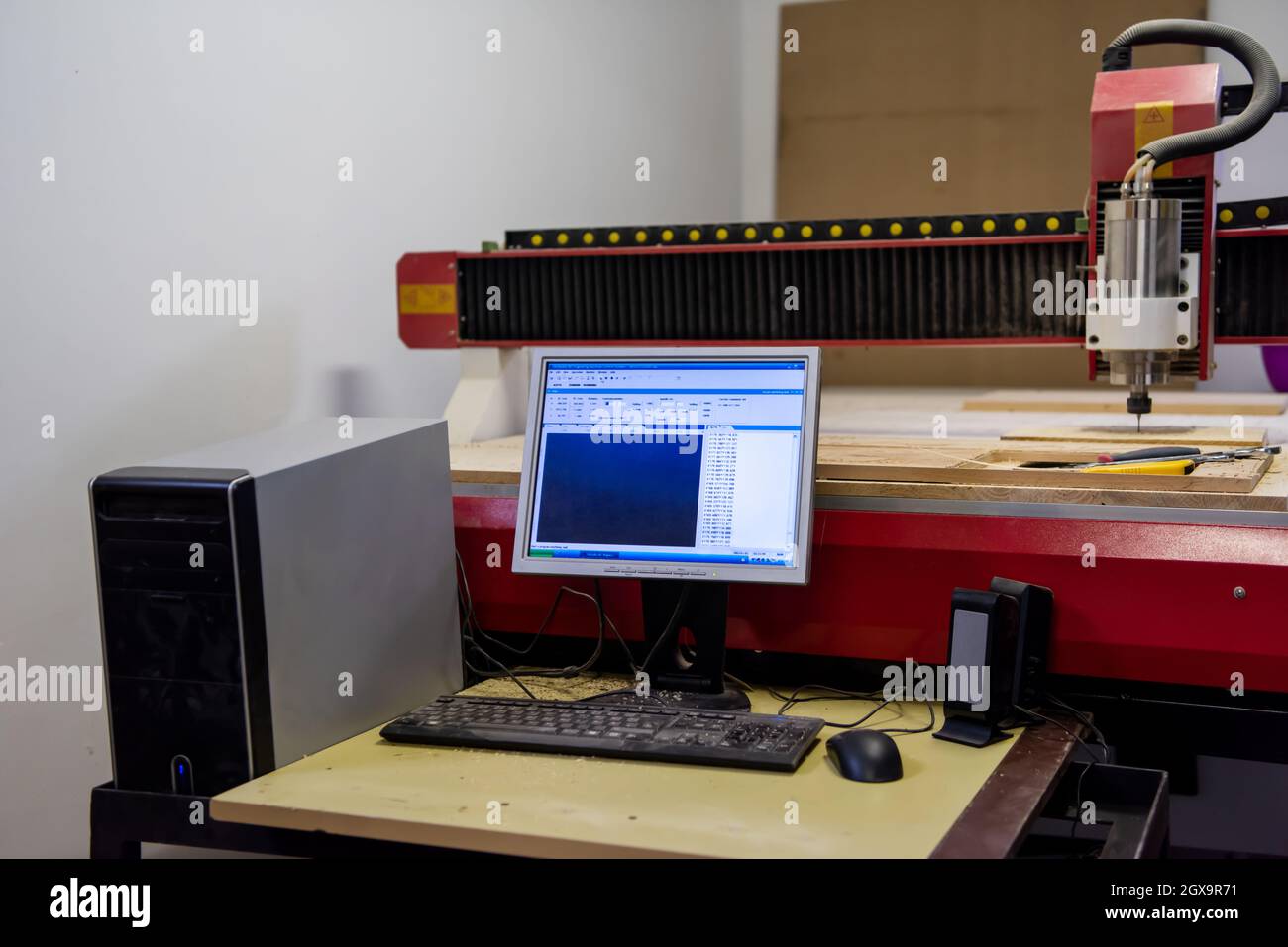 wood milling on modern automatic woodworking machine with CNC ...